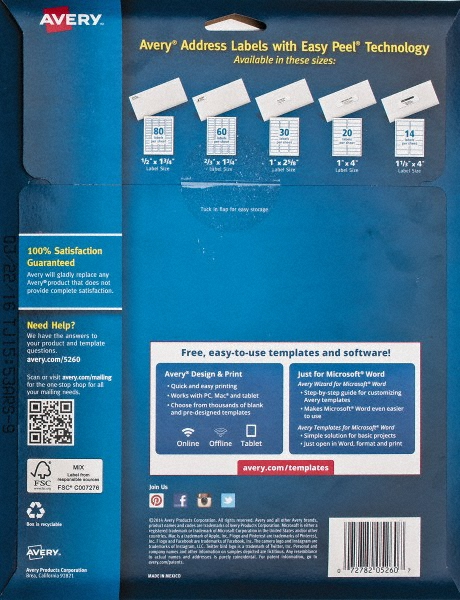 How To Print Avery 5260 Labels In Word Nanaxitalian