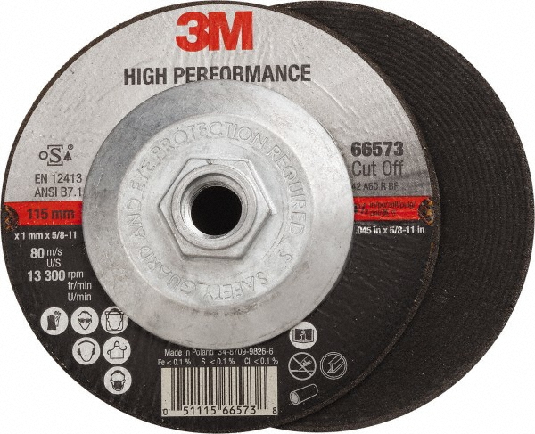 3M - 60 Grit, 4-1/2" Wheel Diam, Type 27 Depressed Center Wheel ...