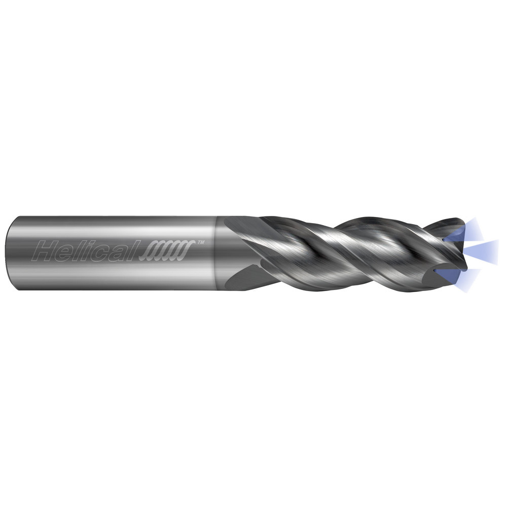 Helical Solutions - Corner Radius End Mill: 3/8" Dia, 3/4" LOC, 0.0600" Radius, 3 Flute, Solid ...
