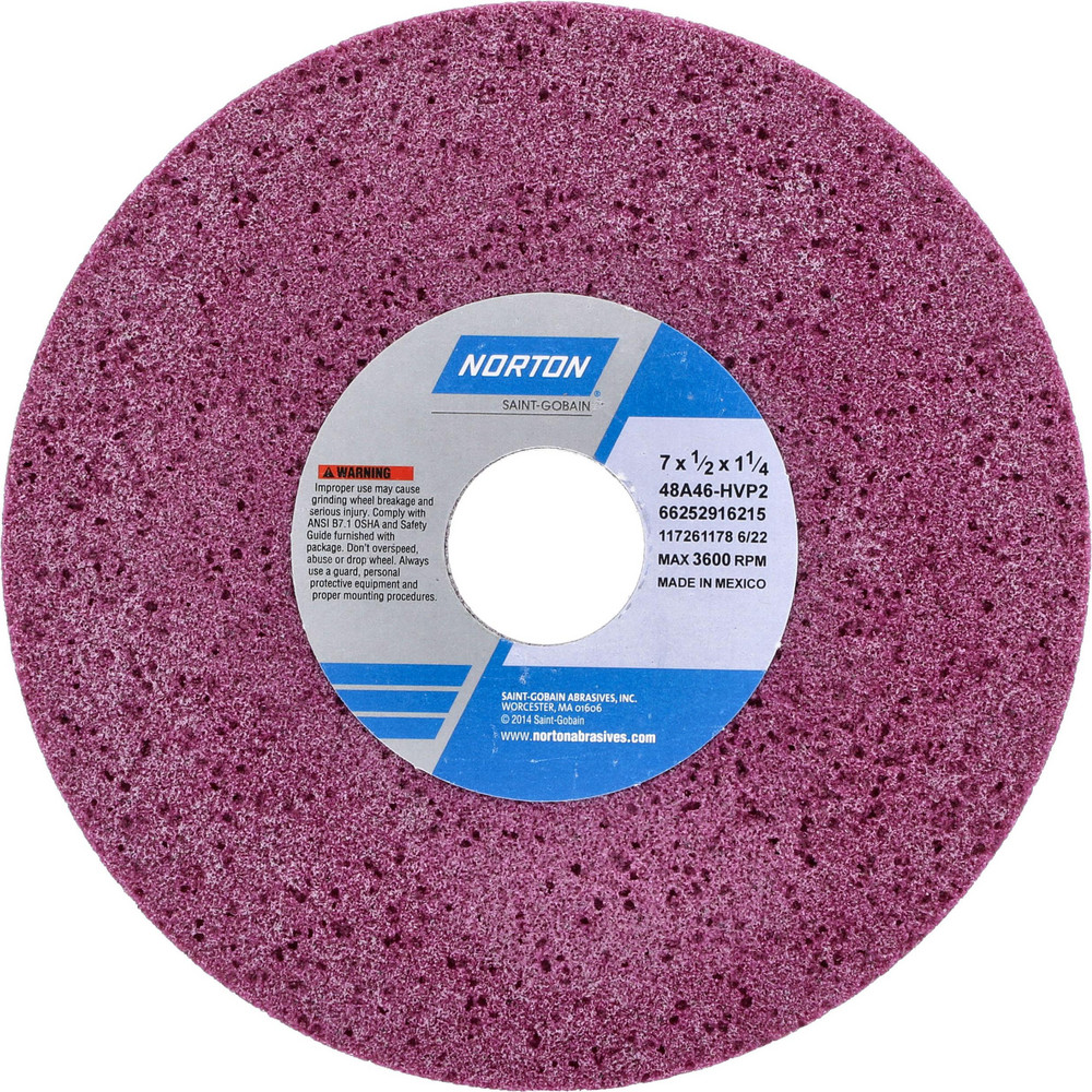 Norton - Surface Grinding Wheel: 7" Dia, 1/2" Thick, 1-1/4" Arbor, 46 ...
