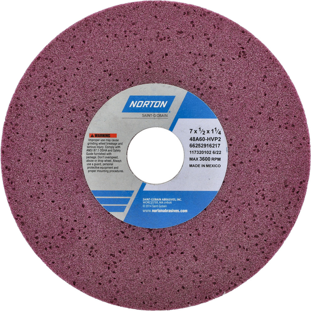 Norton - Surface Grinding Wheel: 7" Dia, 1/2" Thick, 1-1/4" Arbor, 60 ...