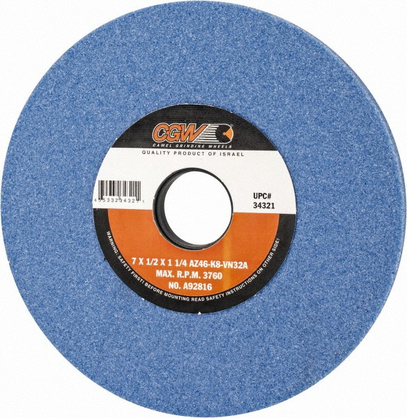 CGW Abrasives - Surface Grinding Wheel: 7" Dia, 1/2" Thick, 1-1/4" Arbor, 46 Grit | MSC Direct