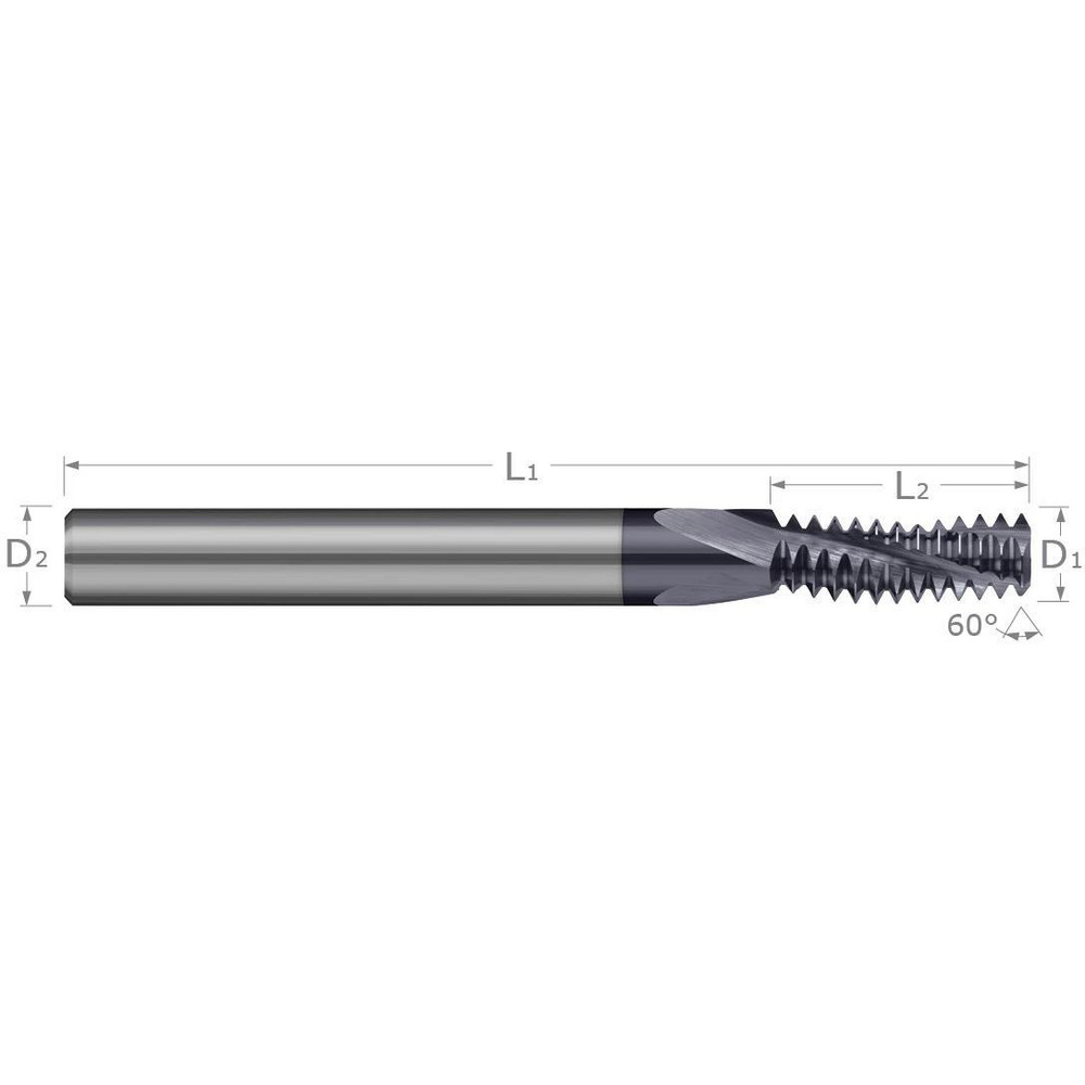 Harvey Tool - Helical Flute Thread Mill: M10x1, Internal & External, 4 ...
