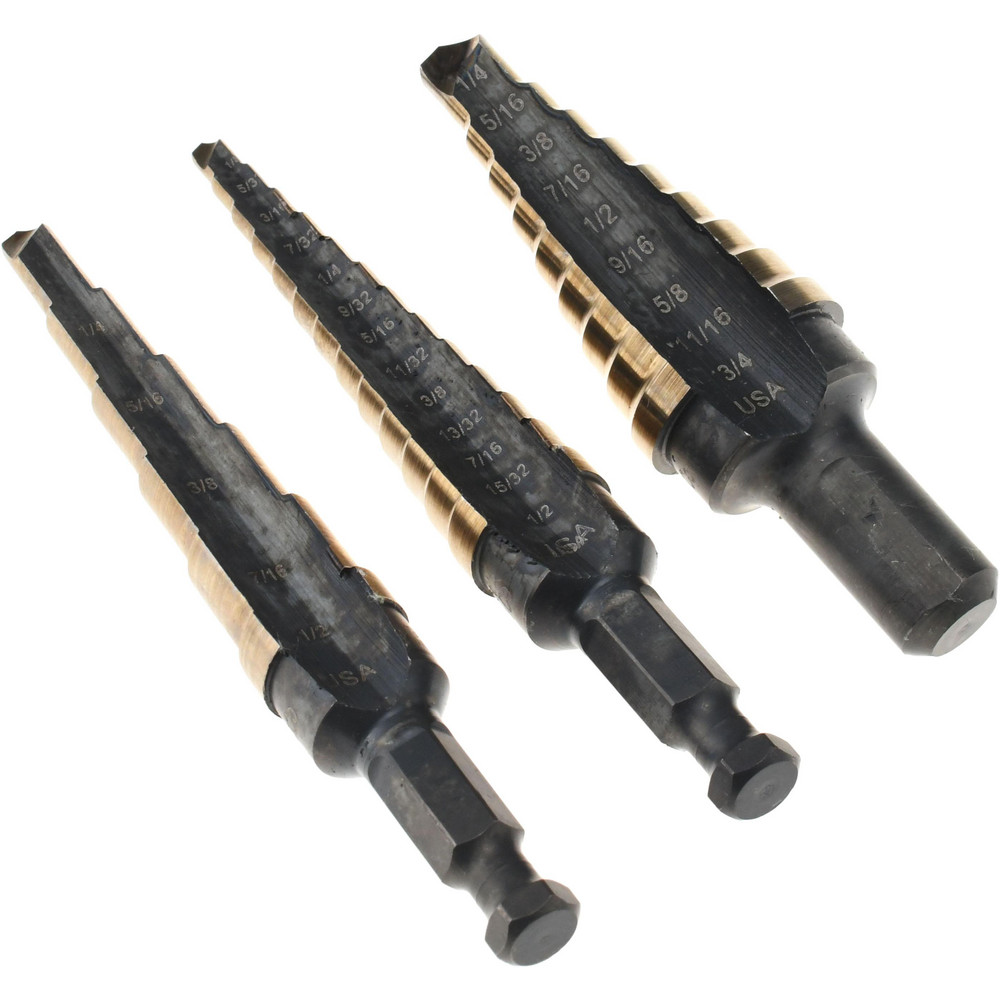 Irwin - Drill Bit Set: Step Drill Bits, 3 Pc, 0.125" to 0.75" Drill Bit ...