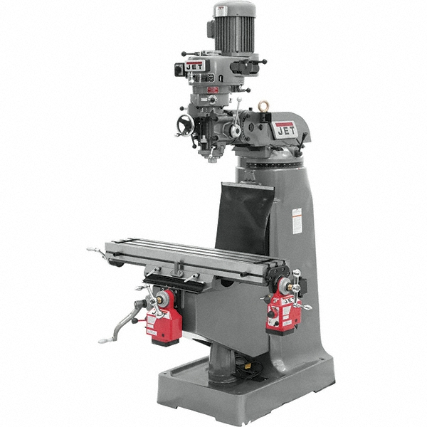 Jet - 9" x 42" Knee Milling Machine: 2.00 hp, Step Pulley, Three Phase ...