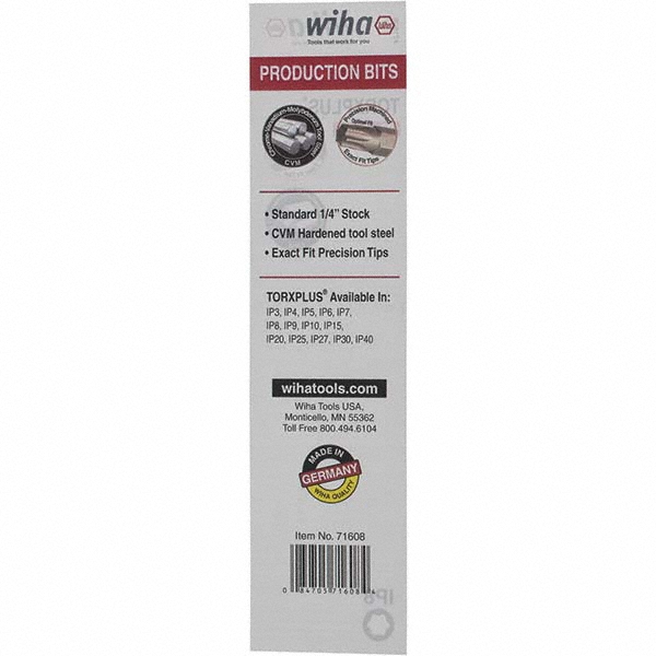 Wiha - 1/4" Drive IP8 Torx Plus Screwdriver Bit - 82919507 - MSC ...