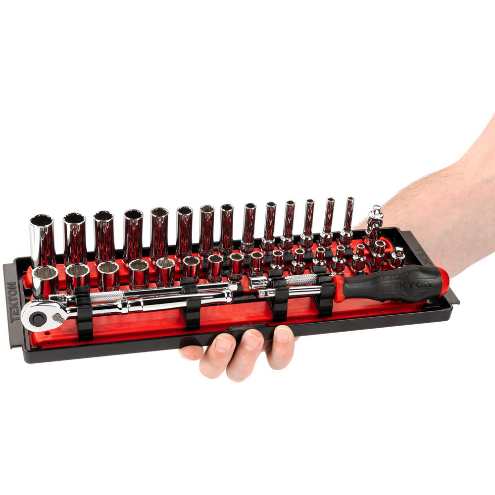 Tekton - Socket Set: Deep Standard Ratchet & Socket, 35 Pc, 1/4" Drive ...