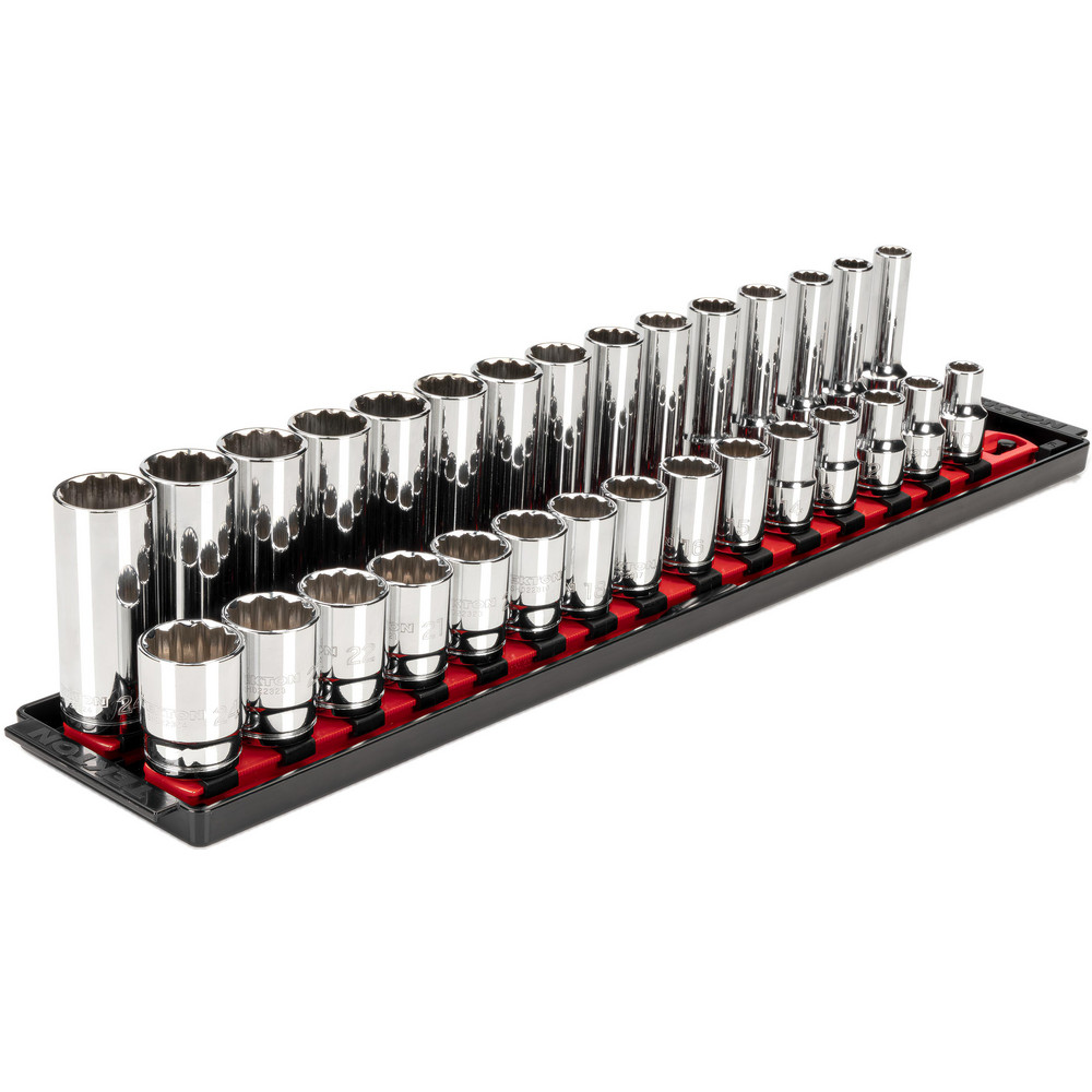Tekton - Socket Set: Deep & Standard, 30 Pc, 1/2" Drive, 10.00 mm Min, 24.00 mm Max | MSC Direct