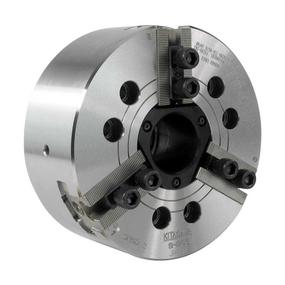 Kitagawa - Hydraulic Power Lathe Chuck: 8" Dia, 3 Jaws, Plain Back ...