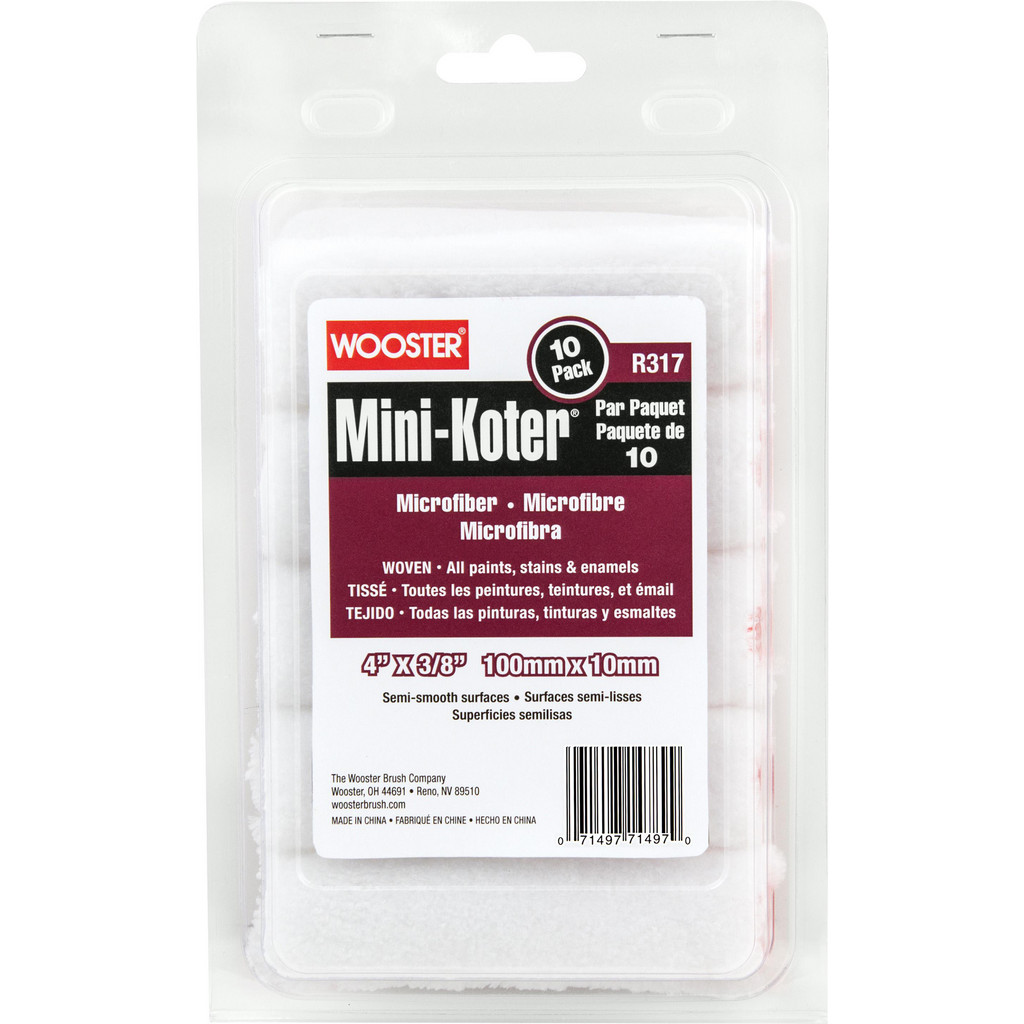 Wooster Brush - Mini Roller Cover: 3/8" Nap, 4" Wide | MSC Direct