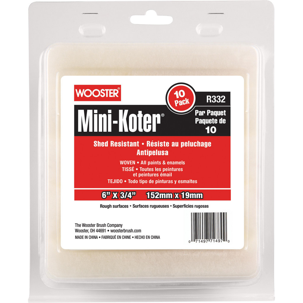 Wooster Brush - Mini Roller Cover: 3/4" Nap, 6" Wide | MSC Direct