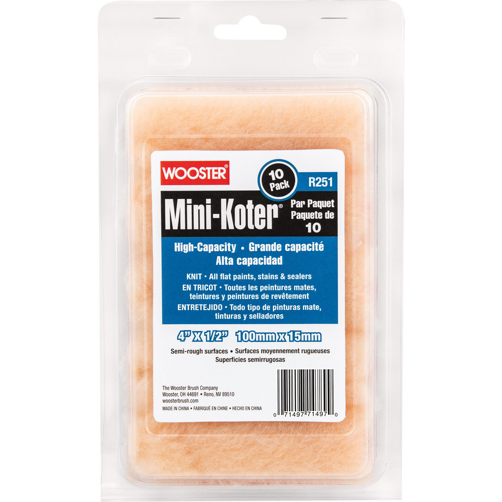 Wooster Brush - Mini Roller Cover: 1/2" Nap, 4" Wide | MSC Direct