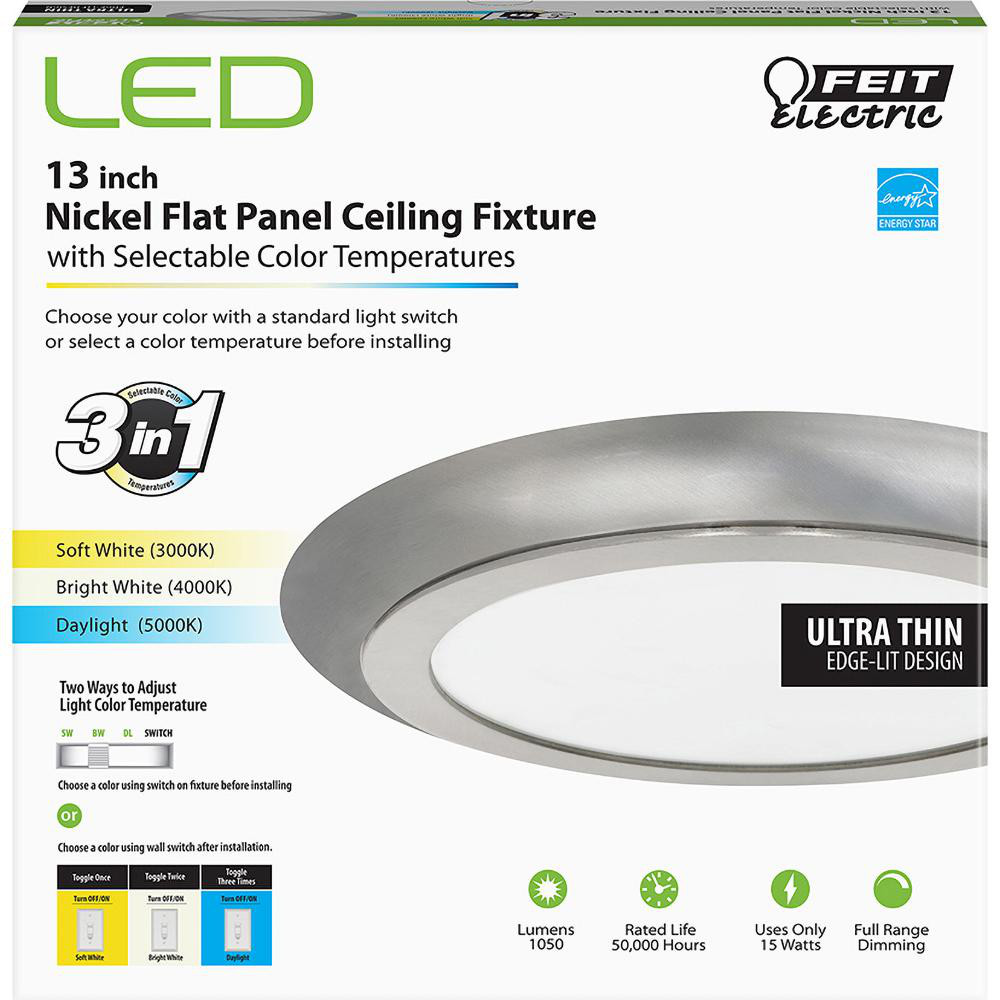 Feit Electric - Flat Panel Light Fixtures: Lamp Type: LED; Fixture ...