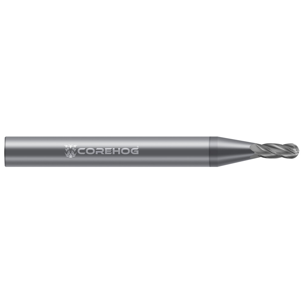 Corehog - Ball End Mill: 0.0620" Dia, 0.1860" LOC, 4 Flute, Solid ...