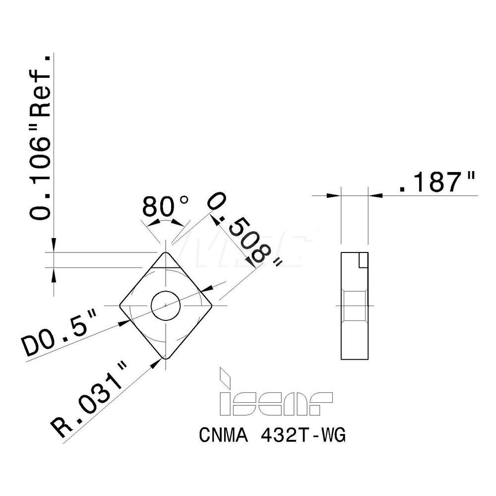Iscar - Turning Insert: CNMA 432T-WG IB90, CBN | MSC Direct
