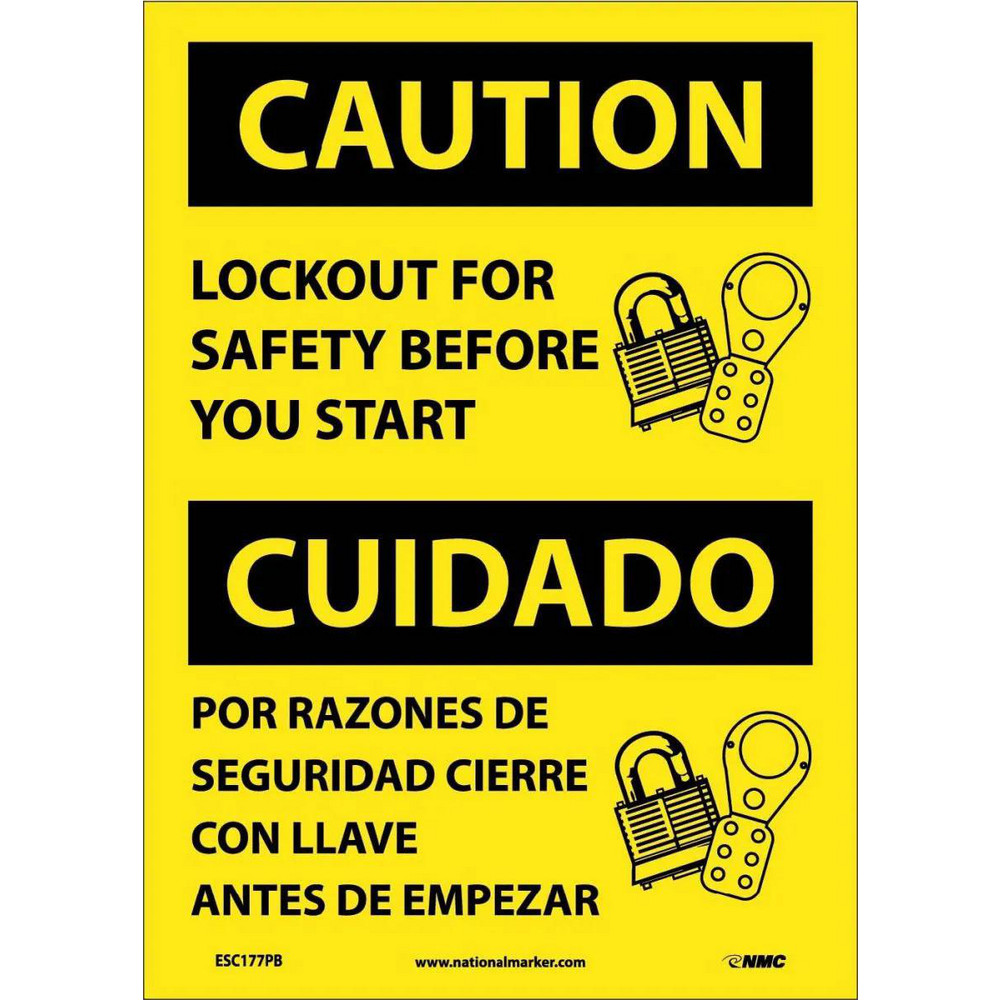 AccuformNMC - Sign: Rectangle, CAUTION, Caution - Lockout for Safety ...