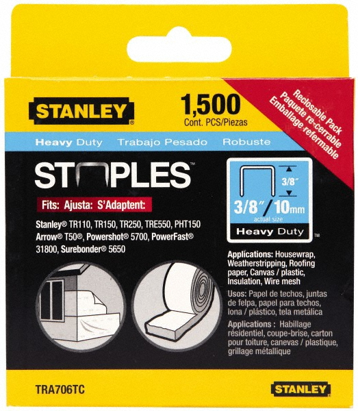 Stanley - Galvanized Steel Crown Staple: 3/8" Leg Length | MSC Direct