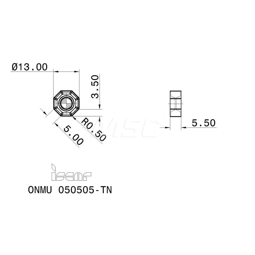 Iscar - Milling Insert: ANSI ONMU 050505-TN IC810, ISO ONMU 050505-TN ...