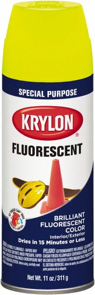 Krylon - Spray Paint: Yellow, Fluorescent, 16 oz | MSC Direct