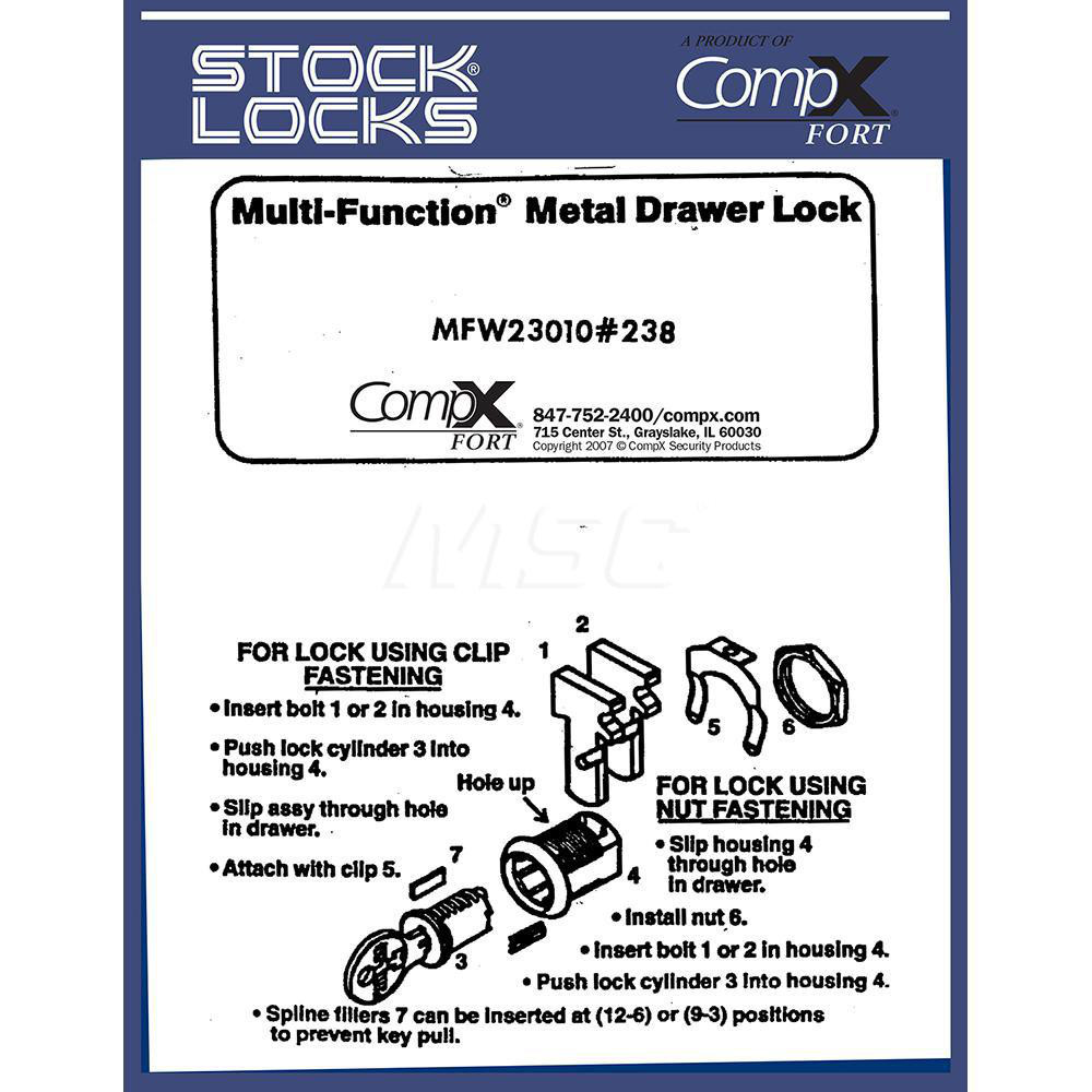 CompX Fort - Camlocks, Side Latches & Pawl Latches; Lock Type: Standard; Deadbolt Cabinet ...