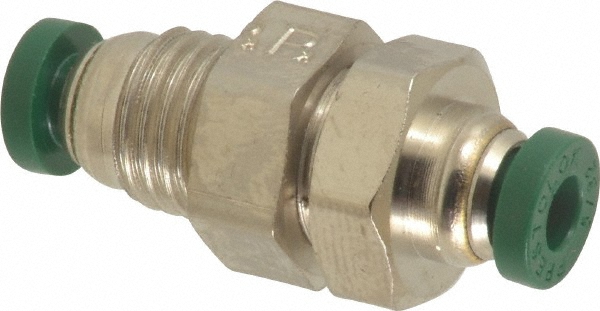 Parker - 5/32" Outside Diam, Nickel Plated Brass Push-to-Connect Tube Bulkhead Union - 84425891 ...