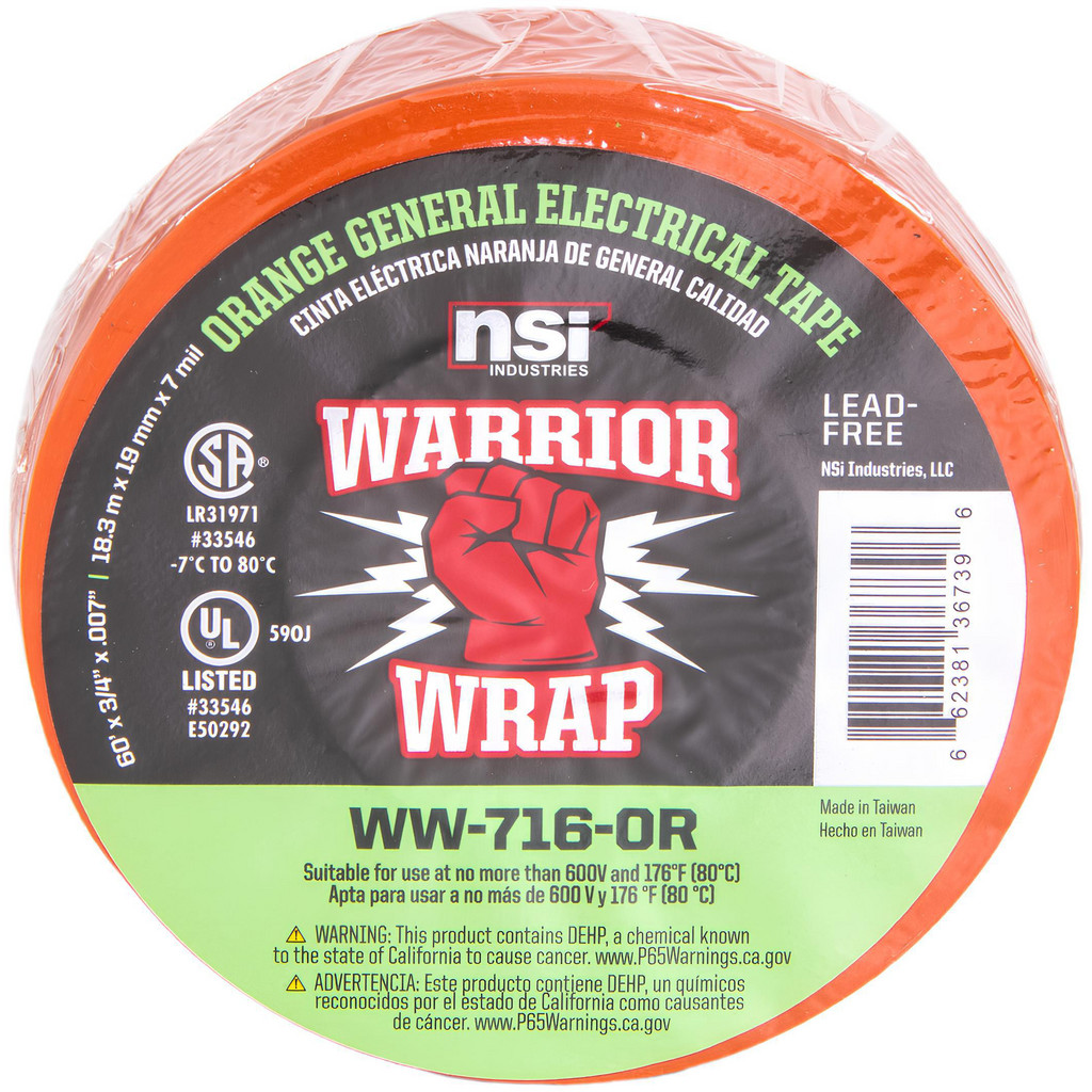 NSI Industries - Electrical Tape: Tape Material: Vinyl; Width (Inch): 3 ...