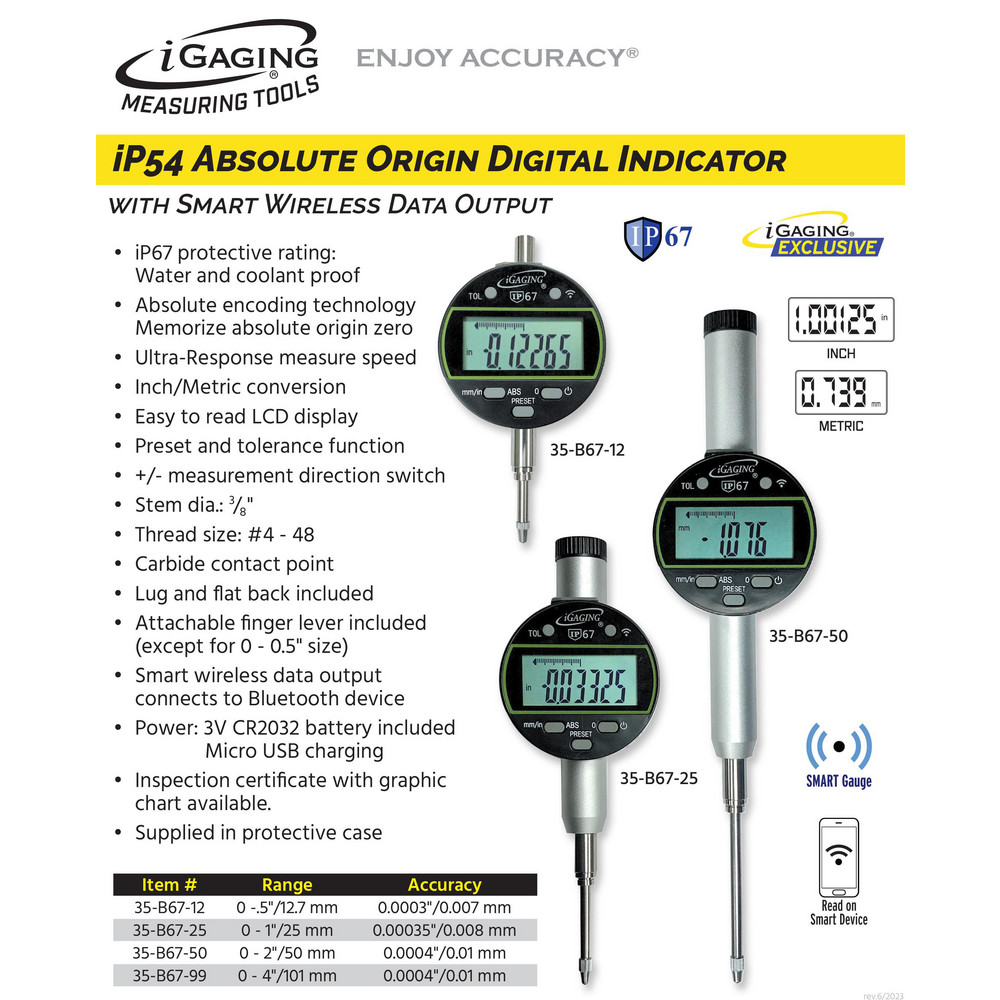 iGaging - LCD Digital Electronic Drop Indicator: 1" Max, 0.00035 ...