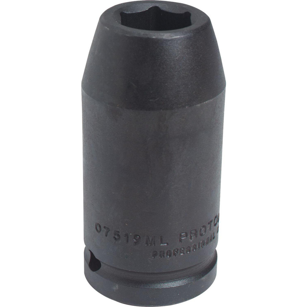 Impact Socket: 3/4" Drive, 19mm Socket, Hex Drive - 6-Point, 3-1/4" OAL