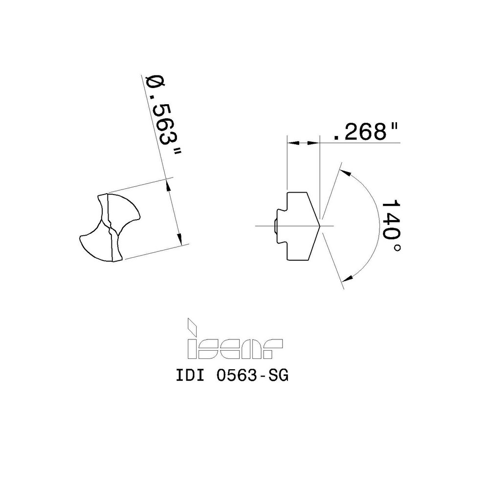 Iscar - Replaceable Drill Tips: IDI.563SG IC908, 0.5630" Dia, 14.30 mm ...