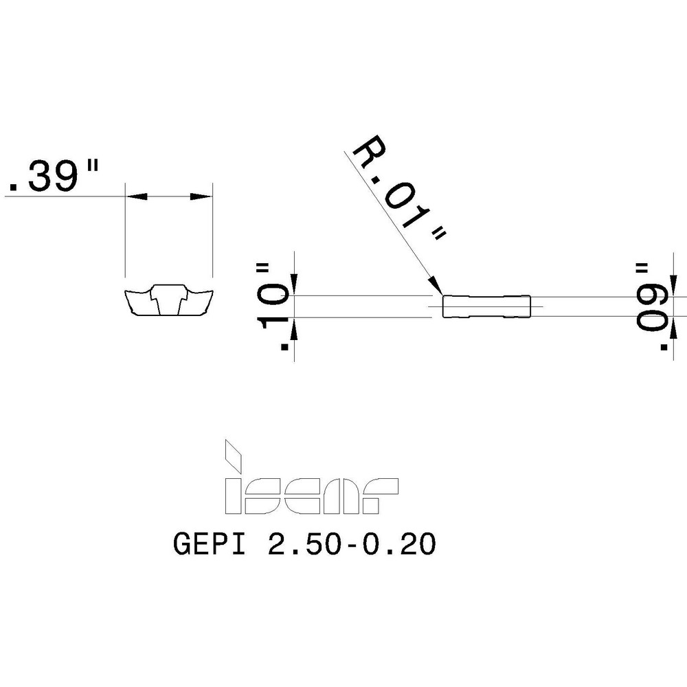 Iscar - Grooving Insert: GEPI 2.50-0.20 IC908, Carbide | MSC Direct