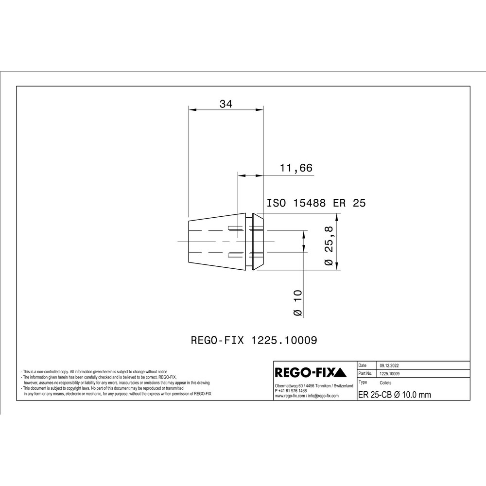 Rego-Fix - ER Collet: ER25, 10.00 mm Collet Size, Coolant | MSC Direct
