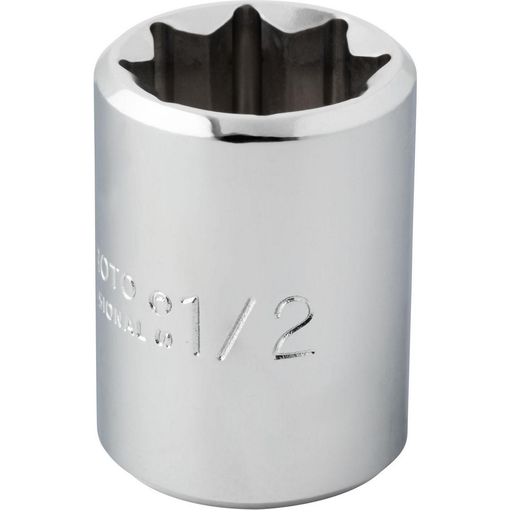 Hand Socket: 1/2" Socket, 8-Point - Chrome-Plated