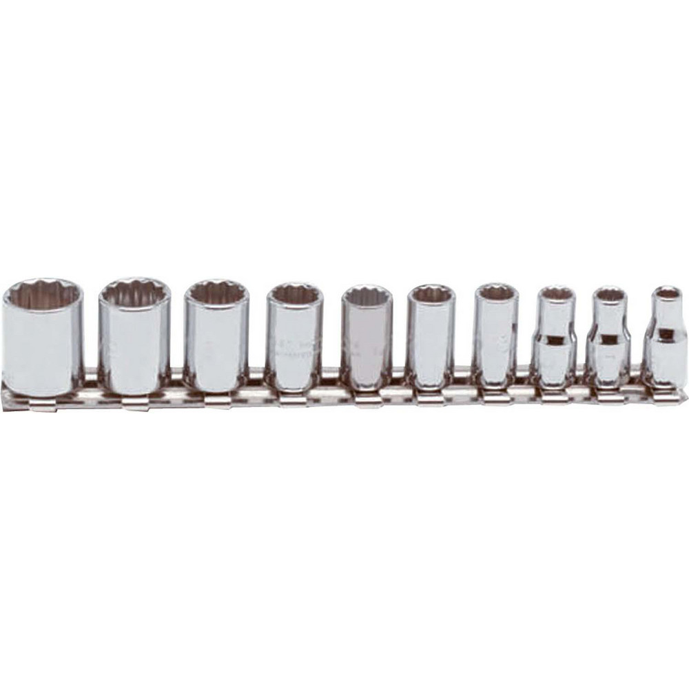 Proto - Socket Set: Standard, 10 Pc, 1/4" Drive, 3/16" Min, 9/16" Max ...