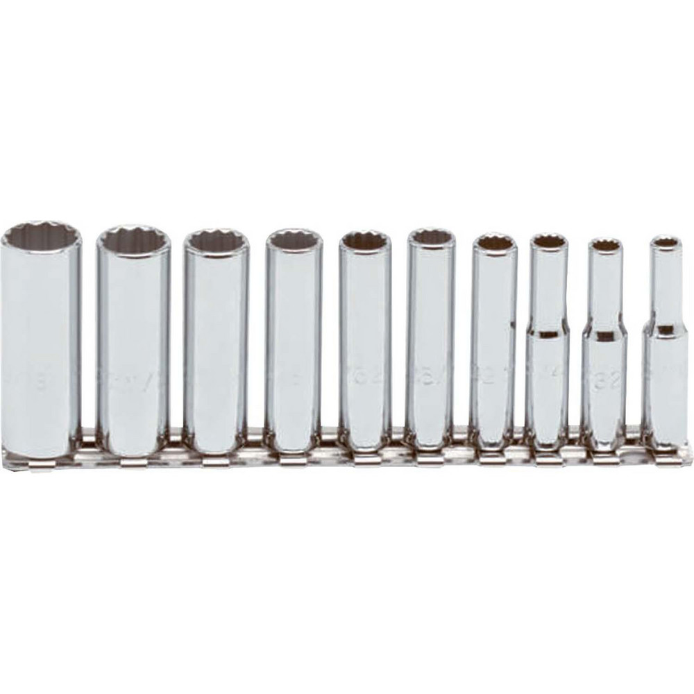 Proto - Socket Set: Deep, 10 Pc, 1/4" Drive, 3/16" Min, 9/16" Max | MSC ...