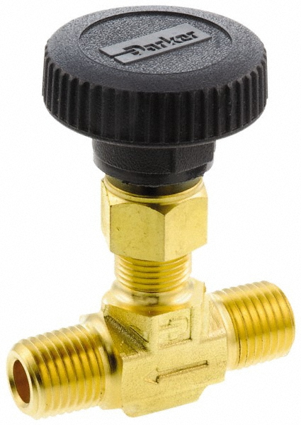 Parker - 3,000 Max psi, 3/8" Pipe, Brass, Inline Instrumentation Needle ...