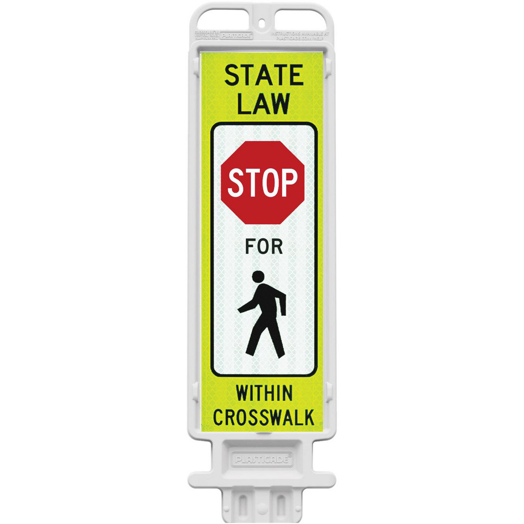 Plasticade - Pedestrian Crossing Sign: A-Frame, STOP, STATE LAW STOP ...