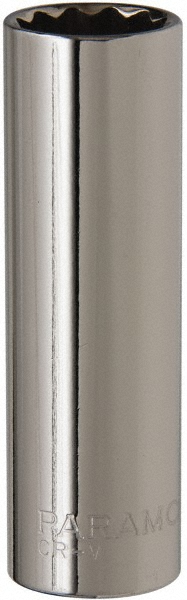Deep Hand Socket: 11/16" Socket, 12-Point - Chrome-Plated