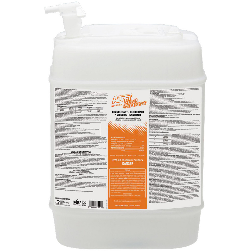 Detco - Alpet No-Rinse Quat Sanitizer, 5 gal Cube | MSC Direct