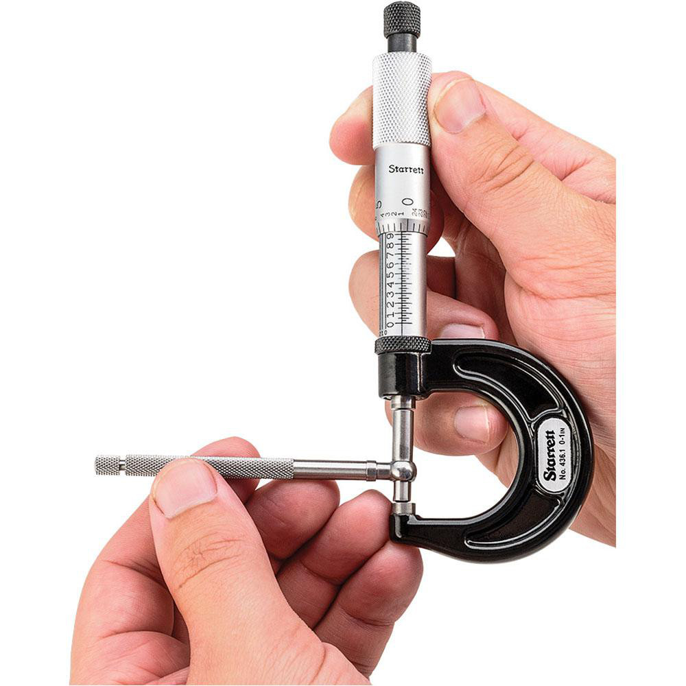 Starrett - Mechanical Outside Micrometer: 1" Range, 0.0001" Graduation ...