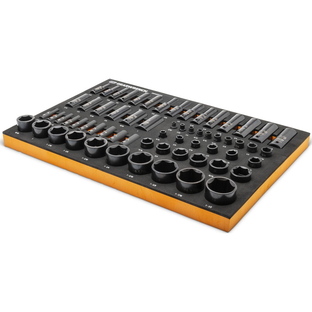 GEARWRENCH - Socket Set: Deep Standard, 63 Pc, 1/4, 3/8, 1/2" Drive ...