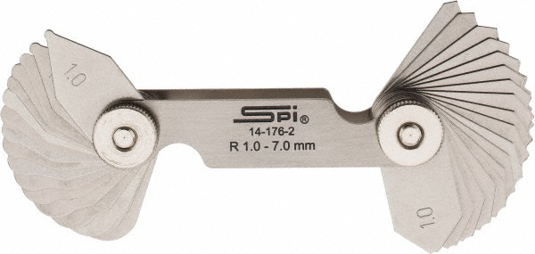 SPI - 34 Pc, 1 to 7mm Radius, Stainless Steel Radius Gage Set ...