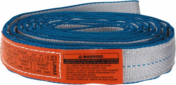 Lift-All - 14' Long x 2" Wide 12,800 Lb Basket Capacity Polyester Web ...