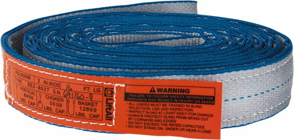 Lift-All - 16' Long x 2" Wide 12,800 Lb Basket Capacity Polyester Web ...