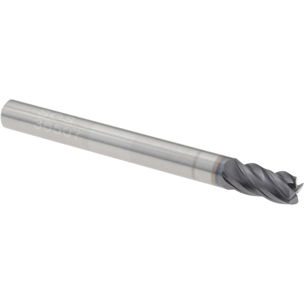 SGS - Corner Radius End Mill: 3/16" Dia, 3/8" LOC, 0.0150" Radius, 4 ...