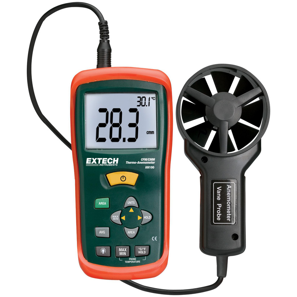 FLIR - Airflow Meters & Thermo-Anemometers: CFM/CMM Thermo-Anemometer, Airflow, 108.0, 5900 ft ...