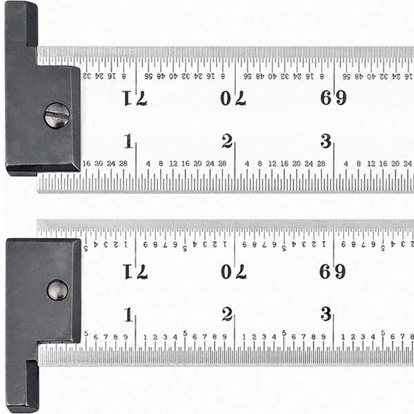 Starrett - 72" Long, 1/100, 1/64, 1/50, 1/32" Graduation, Rigid Spring ...