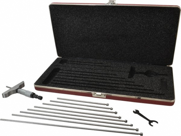 Starrett - 0 to 9" Range, 9 Rod, Satin Chrome Finish Mechanical Depth ...