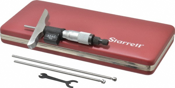 Starrett - 0 to 3" Range, 3 Rod, Satin Chrome Finish Mechanical Depth ...