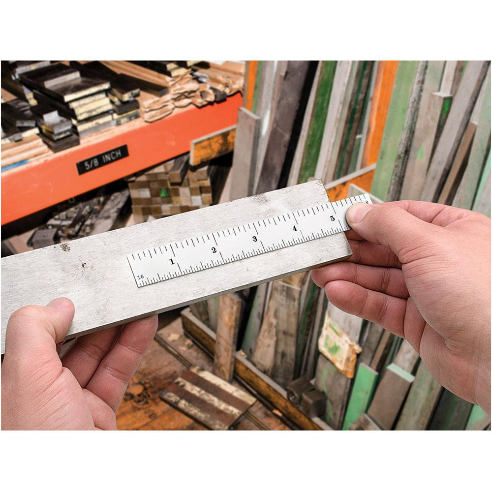 Starrett - Steel Rule: 6" OAL, 4R Graduation, Rigid, 3/4" OAW | MSC Direct