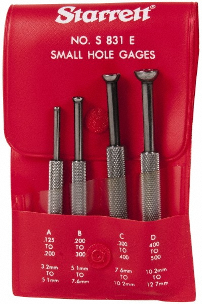 Starrett - 1/8 to 1/2 Inch Measurement, Small Hole Gage Set - 86425501 ...